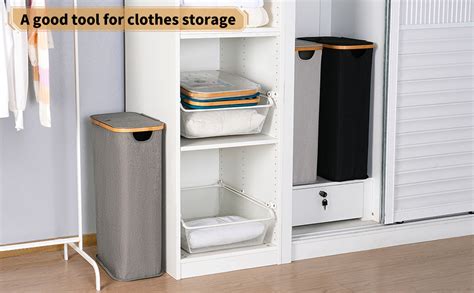 Iegrow 60l Slim Laundry Basket With Lidhampers For Laundrynarrow