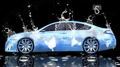 워터 스플래쉬 자동차 창조적 인 디자인 닛산 배경 화면 1920x1080 배경 화면 다운로드