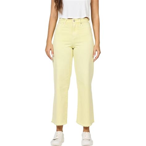 Dear John Holly Womens Straight Leg Jeans High Rise Croppedwax Yellow