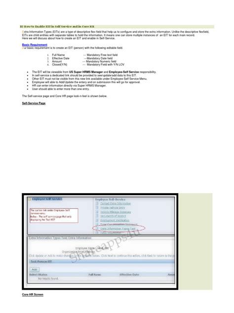 How To Enable Eit In Self Service And In Core Hr Pdf Oracle