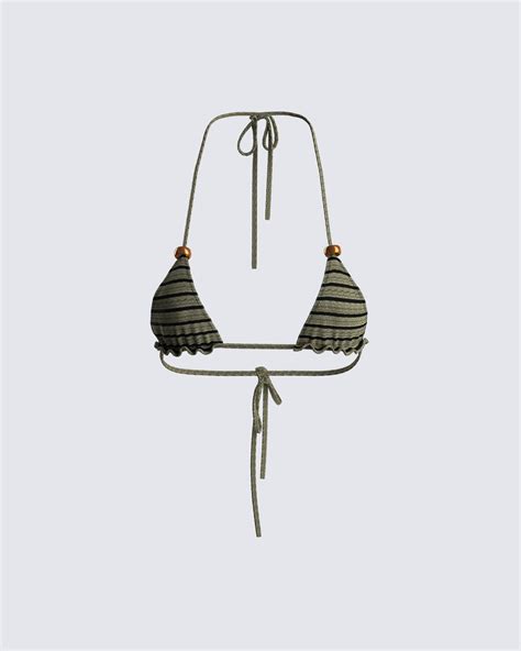 Izzy Olive Stripe Bikini Bottom Finesse