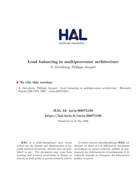 Pdf Load Balancing In Multiprocessor Architecture