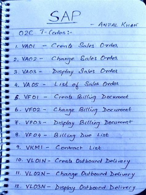 Sap O2c T Codes Pdf