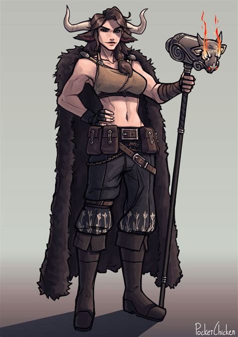 Artstation Antlers And Horns Female Minotaur Barbarian Woman