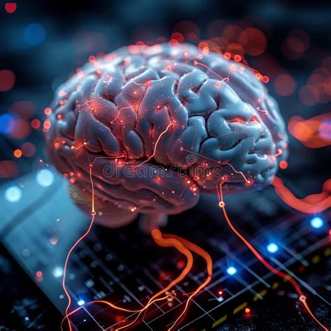 Cerebral Connectivity The Human Brain Integrated With Advanced Computer Technology Stock