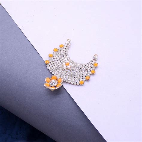 Orange Stone Decorated Heavy Kanthmala Hasli For Idols