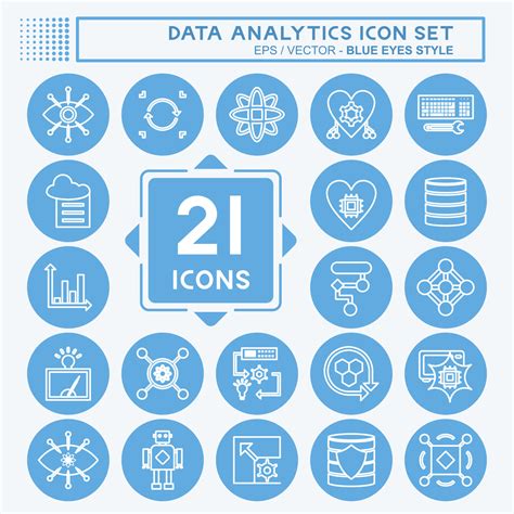 Data Analytics Icon Set Suitable For Data Analytics Symbol Blue Eyes Style Simple Design
