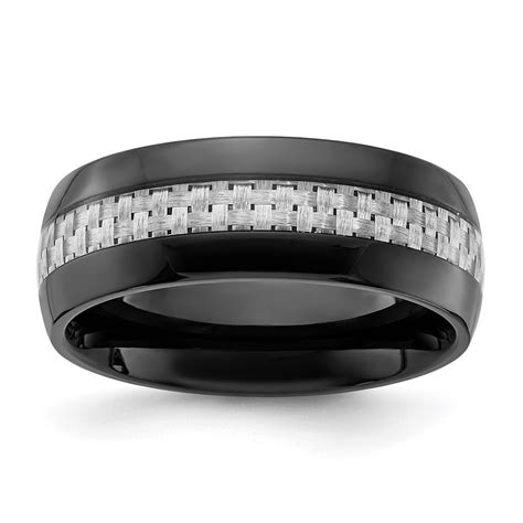 Diamond2deal Stainless Steel Polished Black Ip Plated With Carbon Fiber