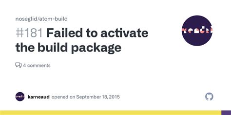 Failed To Activate The Build Package Issue Noseglid Atom Build GitHub