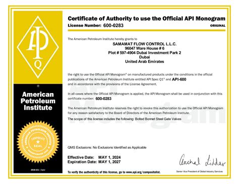 11certificate Api 600pages To  0001 Samamat Flow Control Llc