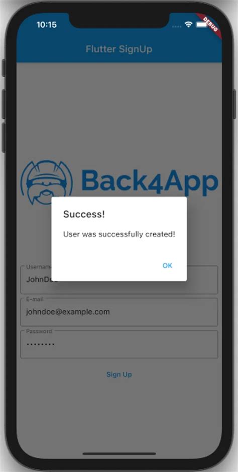 registro de usuário no flutter com parse server back4app backend