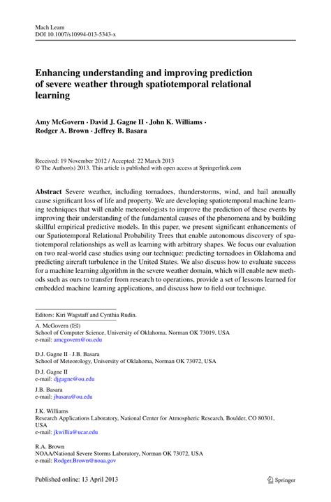 Pdf Enhancing Understanding And Improving Prediction Of Severe Weather Through Spatiotemporal