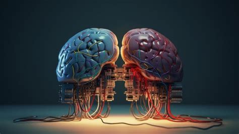 Premium Ai Image Brain Split In Half Biological Brain Computer