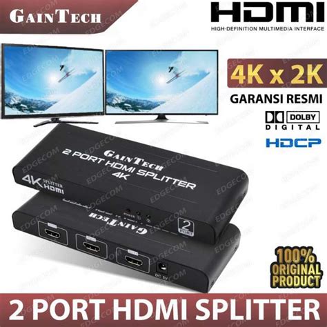 Jual HDMI Splitter 2 Port 1 Input To 2 Output Support 4K GAINTECH Di Seller Edgecom Ancol
