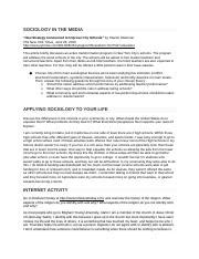 Soc Document W ExploringSocExercise Docx SOCIOLOGY IN THE MEDIA New Strategy Announced
