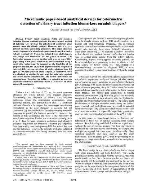 Pdf Microfluidic Paper Based Analytical Devices For Colorimetric Detection Of Urinary Tract