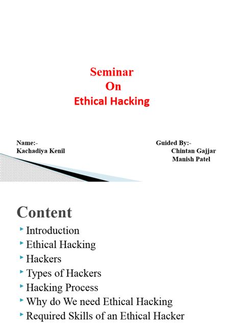 Cse Ethical Hacking Ppt Pdf Security Hacker White Hat Computer