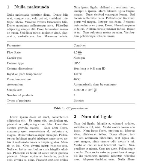 Two Column Document With The Table Intruding Into The Second Column