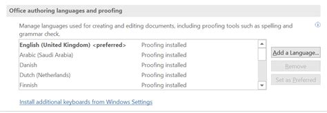 excel options language