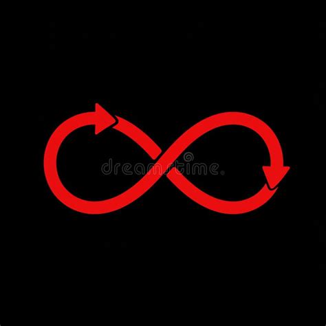Red Infinity Symbol With Arrows On A Black Background Representing Continuous Stock