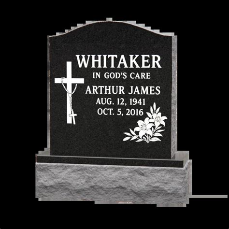 Luxury Upright Granite Headstone With Rosary Cross And Lily Engraving In