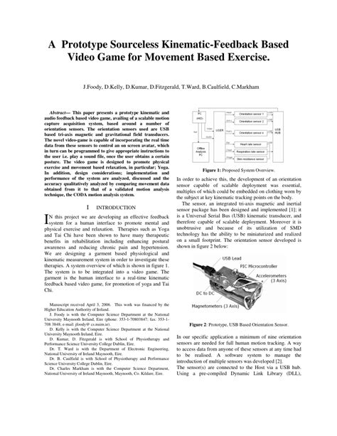 Pdf A Prototype Sourceless Kinematic Feedback Based Video Game For Movement Based Exercise