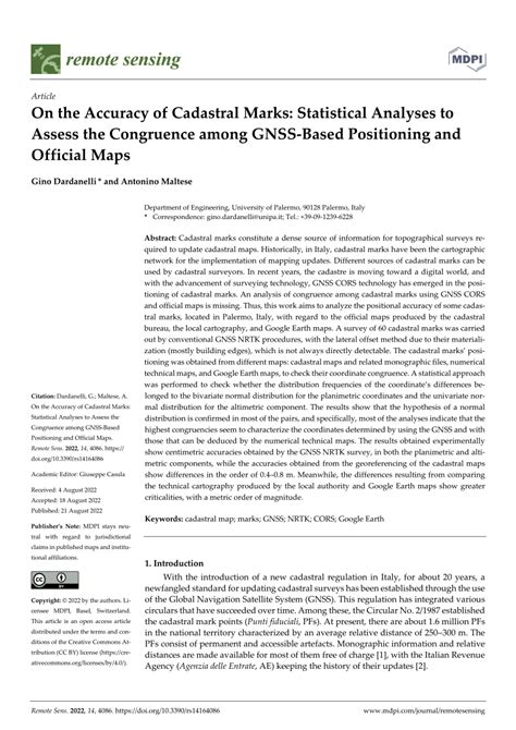Pdf On The Accuracy Of Cadastral Marks Statistical Analyses To Assess The Congruence Among