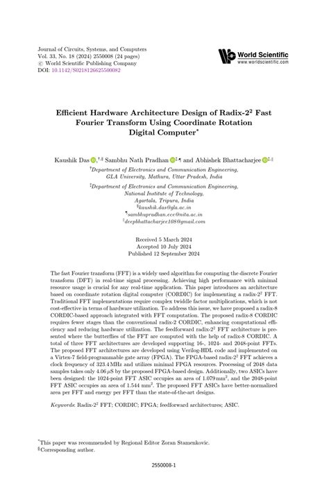 Efficient Hardware Architecture Design Of Radix 22 Fast Fourier