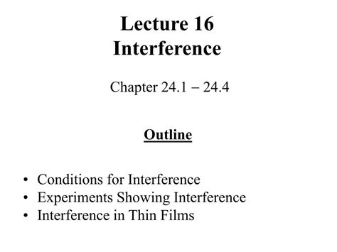 PPT Lecture 16 Interference PowerPoint Presentation Free Download ID 344279