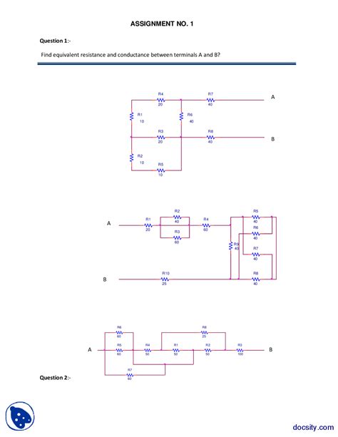 Equivalent Resistances Part 1 Linear Circuit Analysis Assignment Docsity