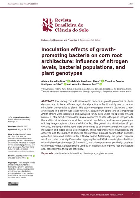 Pdf Inoculation Effects Of Growthpromoting Bacteria On Corn Root