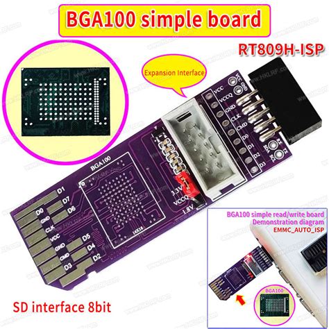Bga100 Simple Reading And Writing Board Sd Emmc 8bit 18v Rt809h Isp