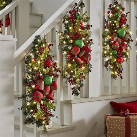 23 6 Inch Prelit Christmas Stair Swag Classics Red Green
