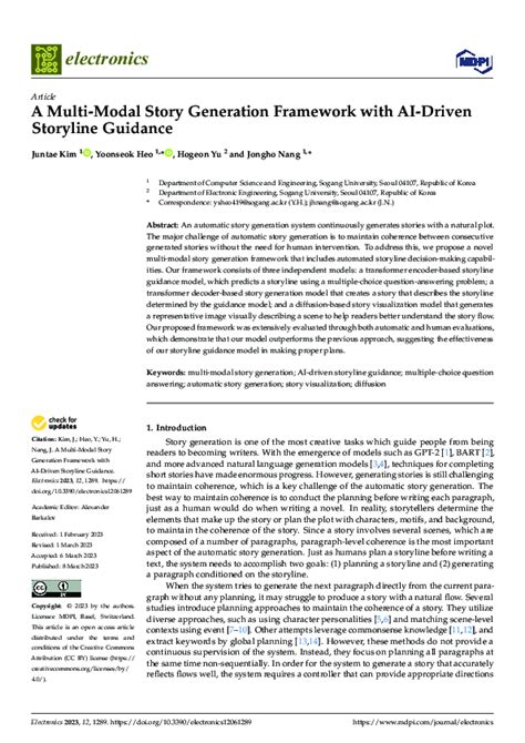 Pdf A Multi Modal Story Generation Framework With Ai Driven Storyline