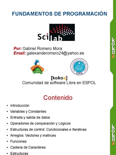 Fundamentos De Programación Con Scilab Pdf Matriz Matemáticas Estructura De Datos De Matriz