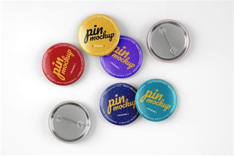 Glossy Button Pin Mockup Set Button Pins Pin Button Design Pin