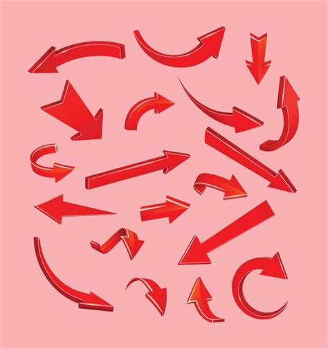 Realistic 3d Curved Arrows Vector Set Curved Arrow Realistic Vector
