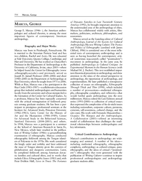 Pdf George E Marcus Entry