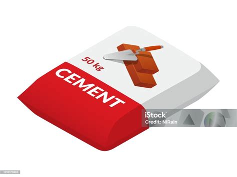 흰색 배경에 격리 된 시멘트 가방의 등색 벡터 일러스트레이션 용지 자루 벡터 아이콘입니다 흙과 벽돌의 사진과 만화 등대 시멘트 가방 건축 자재 3차원 형태에 대한 스톡 벡터