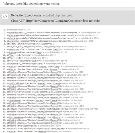 Php Class Appviewcomposerscompanycomposer Does Not Exist