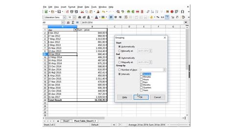 libreoffice calc group dates in months youtube