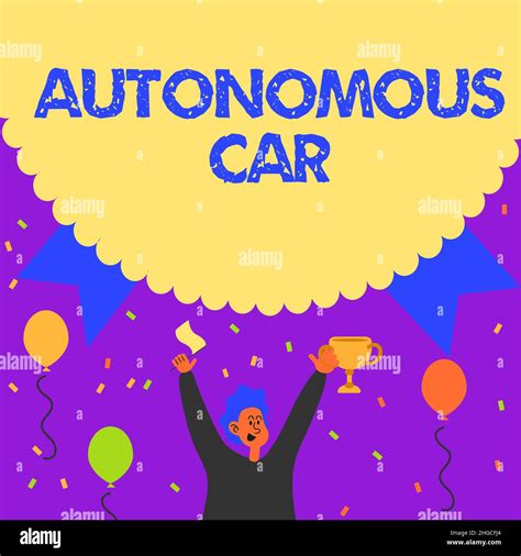 Text Caption Presenting Autonomous Car Internet Concept Vehicle That Can Guide Itself Without