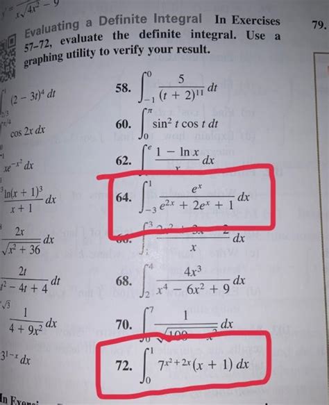 Solved Evaluating A Definite Integral In Exercises 57 72