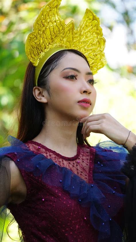 Indonesian Model With Batik Clothes Batik Is One Of Indonesian Fabrics