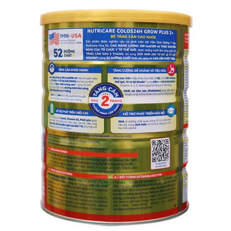 Sữa Colos24h Grow Plus 2 850g 2 10 Tuổi