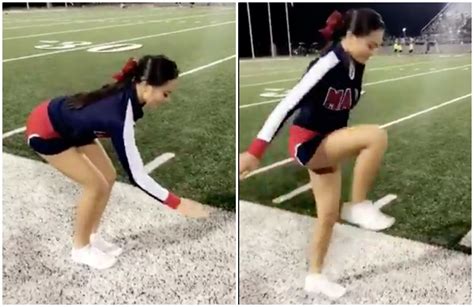 This Viral Video Of A Cheerleader Stepping Over An Invisible Box Has The Internet Freaking Out