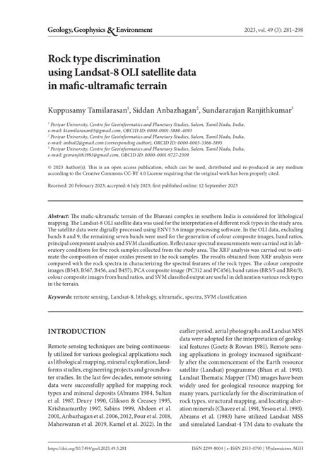 Pdf Rock Type Discrimination Using Landsat 8 Oli Satellite Data In Mafic Ultramafic Terrain