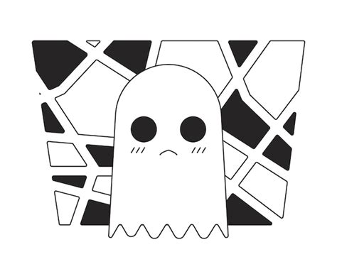 Premium Vector Small White Ghost On Mosaic Background Flat Monochrome