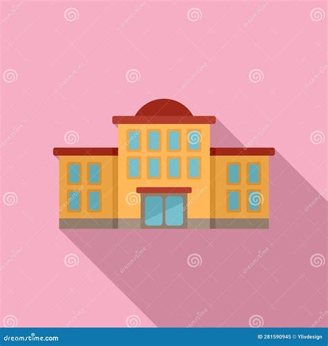 School Building Icon Flat Vector Classroom Exterior Stock Vector