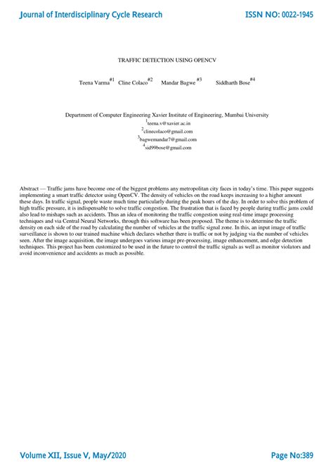Pdf Traffic Detection Using Opencv
